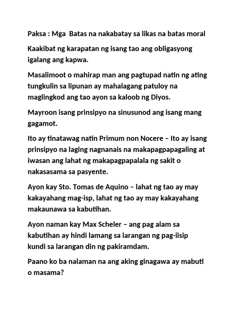 Likas na Batas Moral at Moralidad | PDF