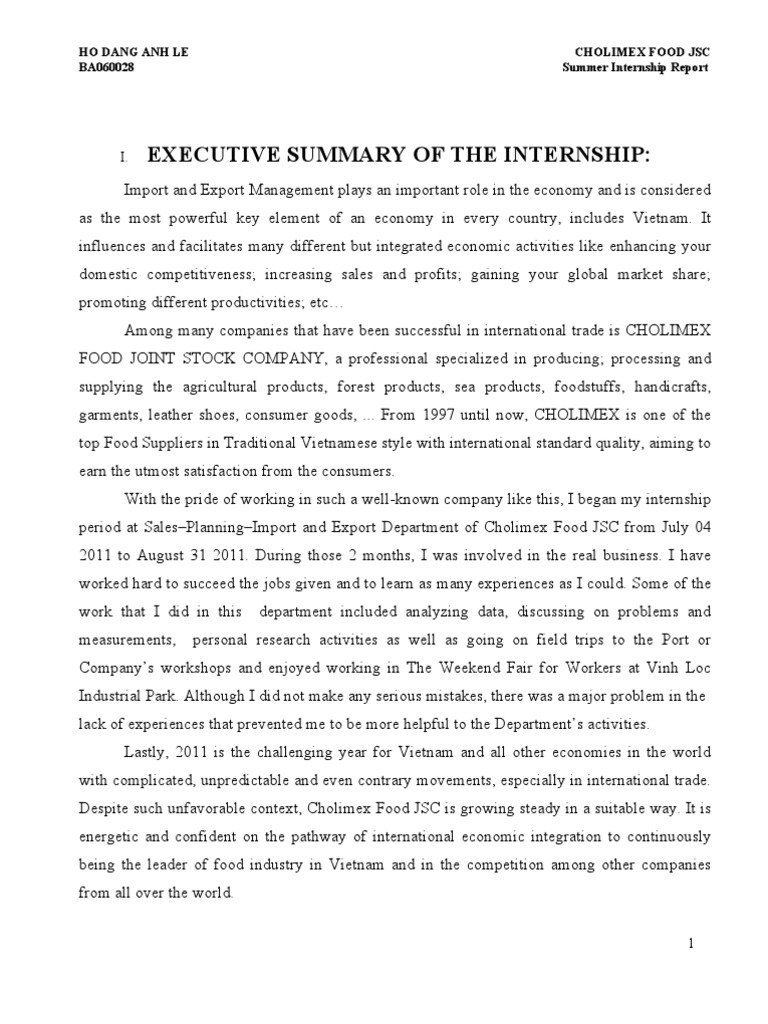 Internship Report | PDF | Exports | Employment