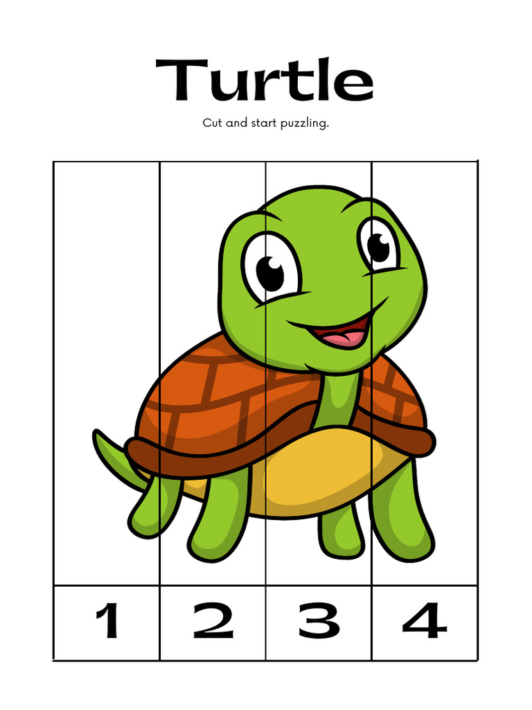Green Simple Turtle Number Puzzle Worksheet | PDF