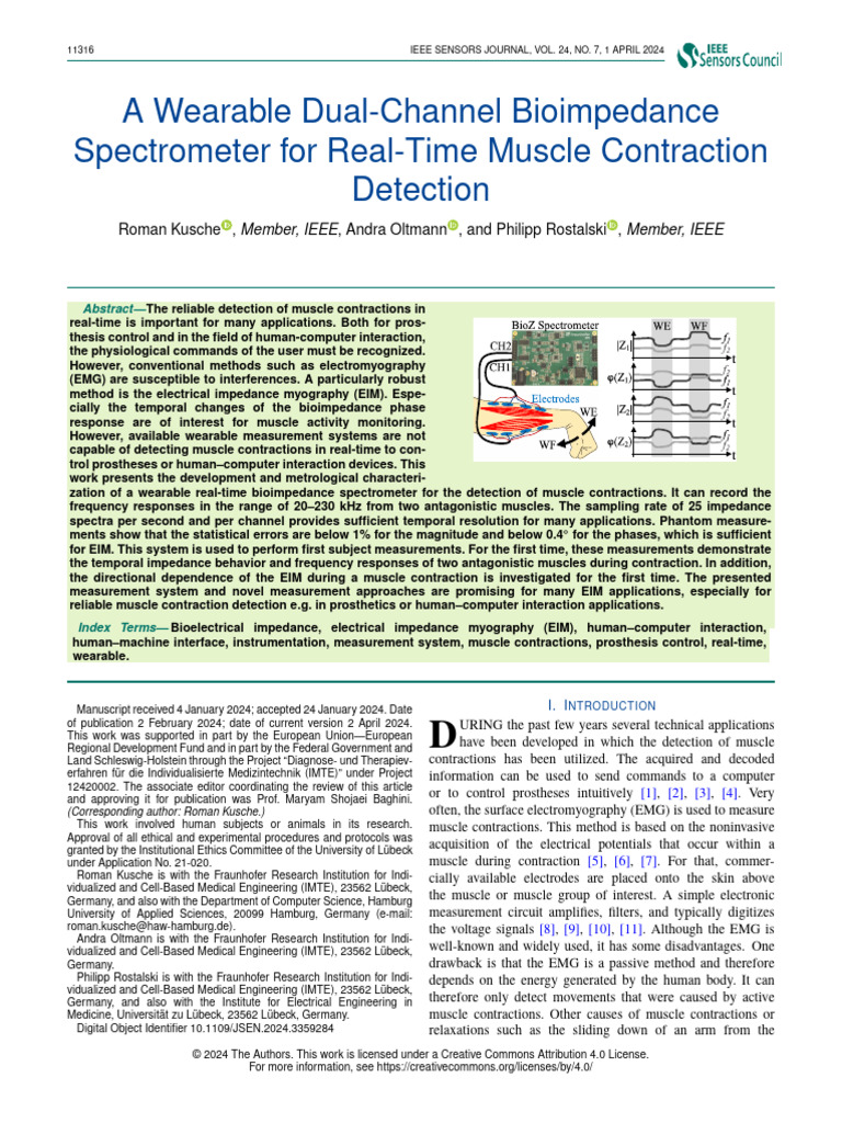 A Wearable Dual-Channel Bioimpedance Spectrometer For Real-Time Muscle ...