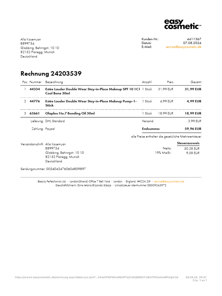 Pay Online Gmbh Rechnung