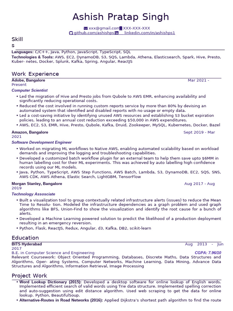 Ashish Pratap Singh Resume | PDF