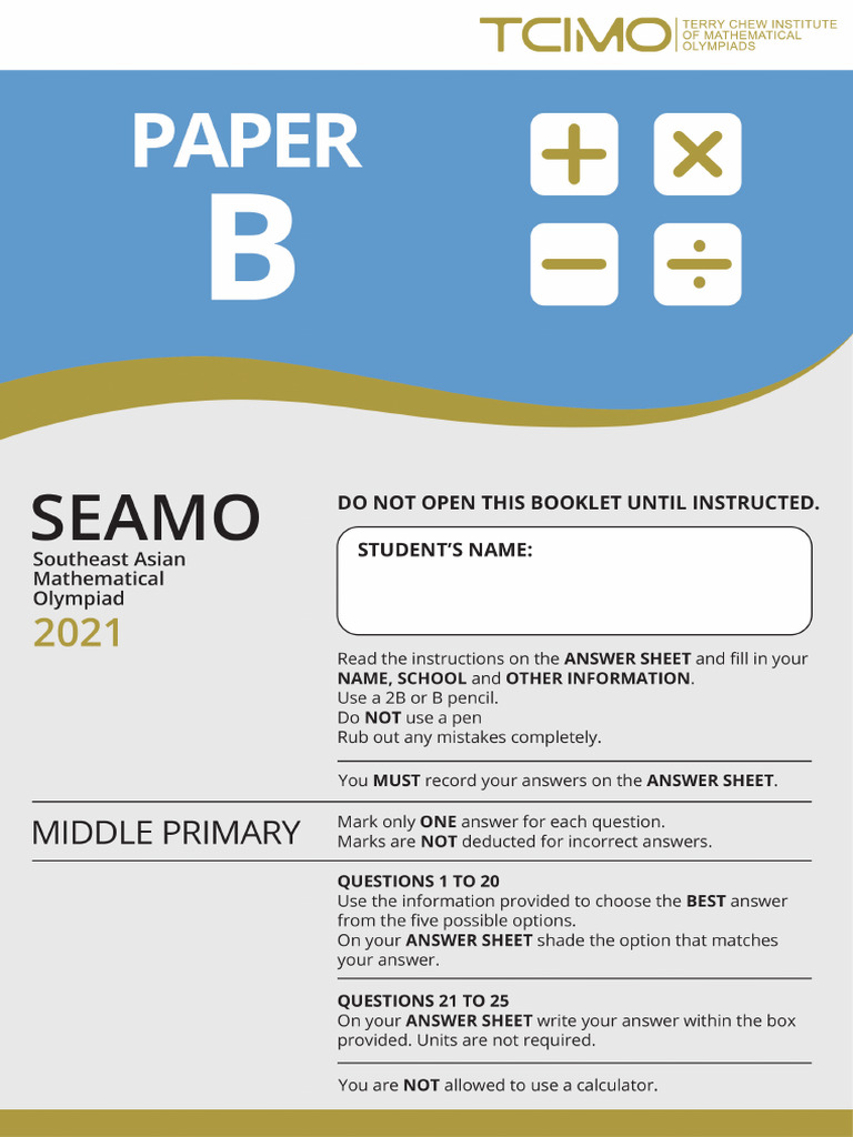 SEAMO 2021 Paper B | PDF