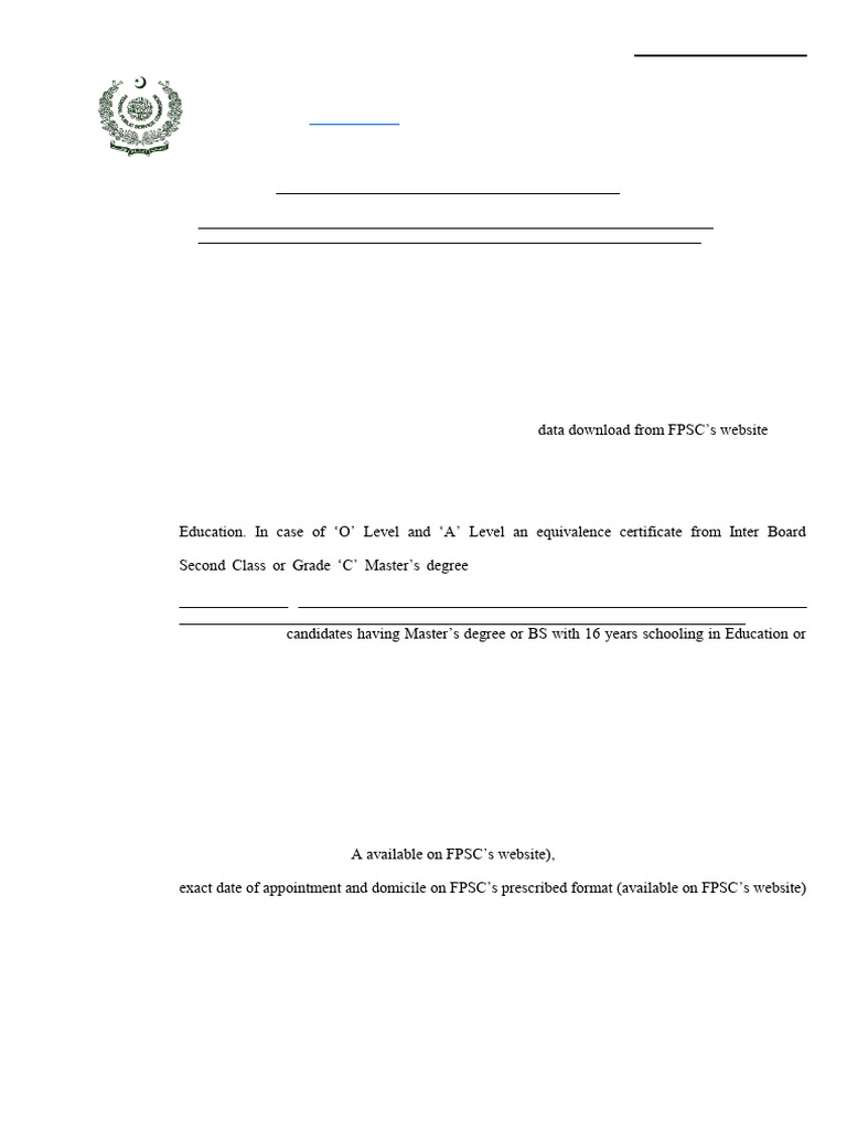 Federal Public Service Commission: Notice For Submission of Documents ...