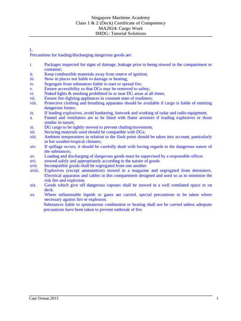 IMDG Answers | PDF