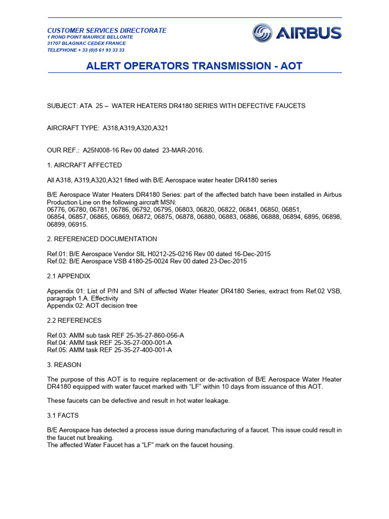 AOT A25N008-16 r00 | PDF