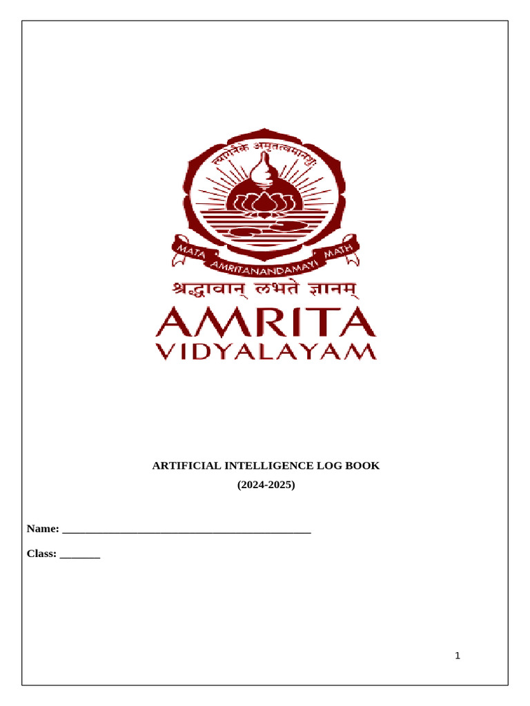 AI Project Logbook Class12 | PDF