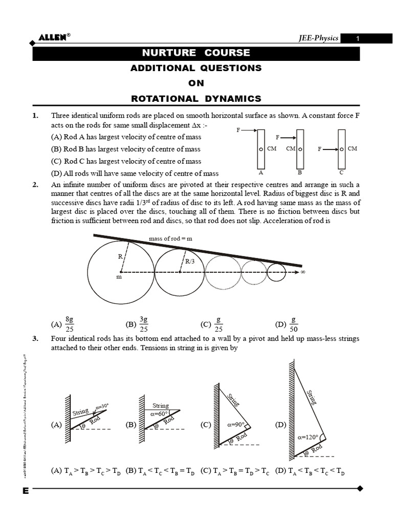 Rotation Motion (Additional Questions) - Eng | PDF