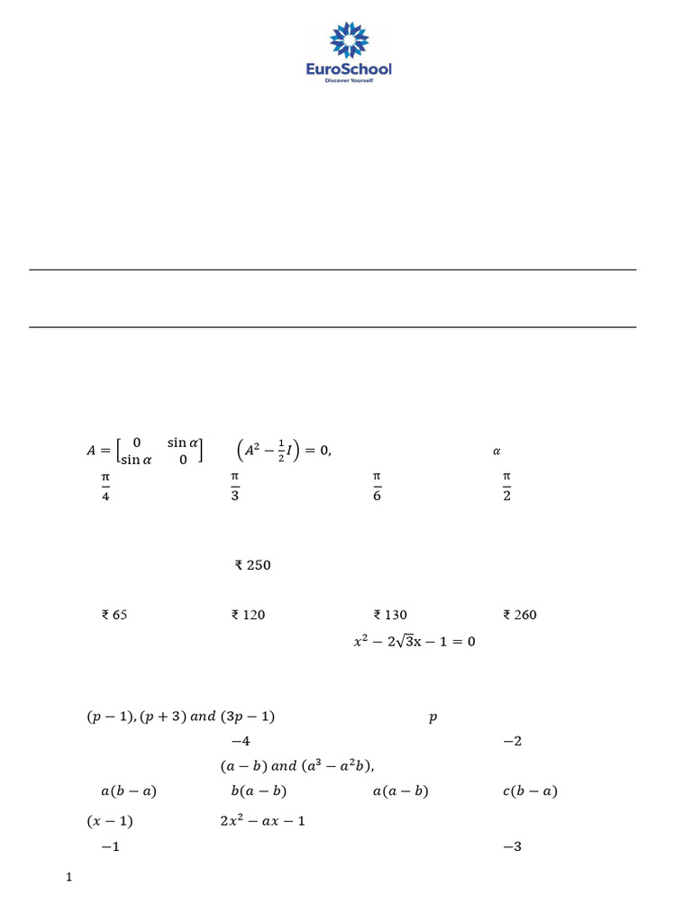 Pp2 Grade 10 Math Sa1 QP Ay 2024-25 | PDF