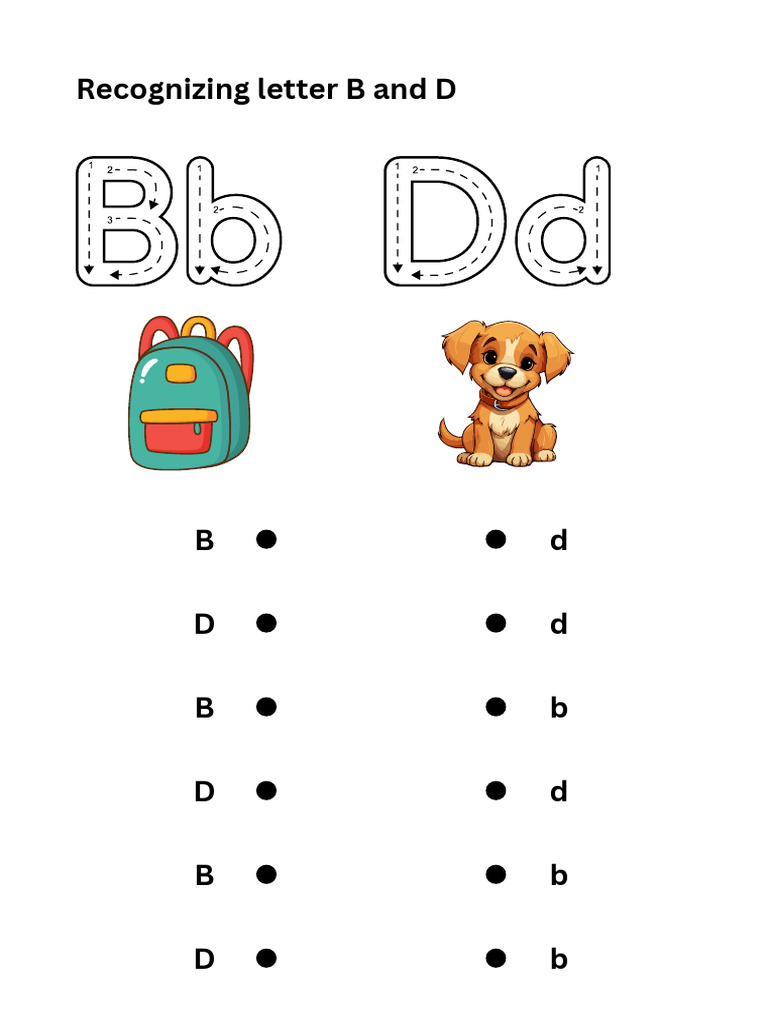 Recognizing Letter B and D | PDF