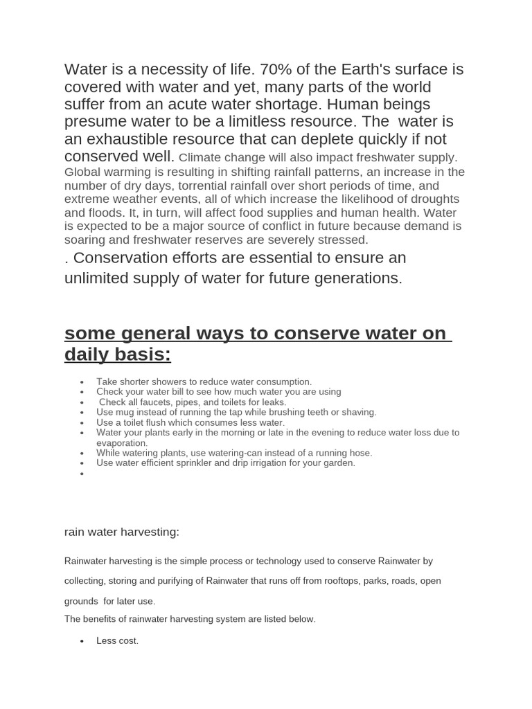 Water Is A Necessity of Life | PDF