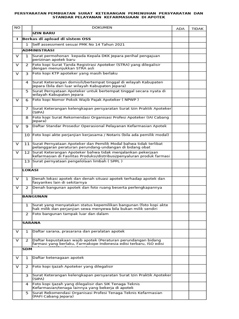 Persyaratan Apotek Oss | PDF