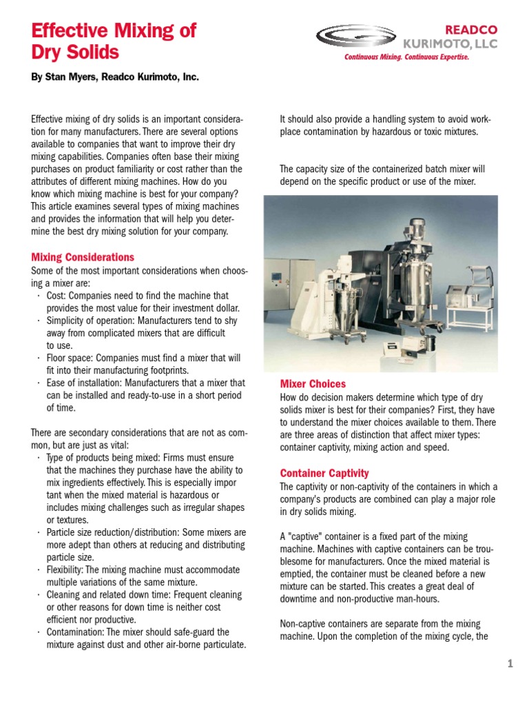 Choosing Containerized Batch Mixers | PDF