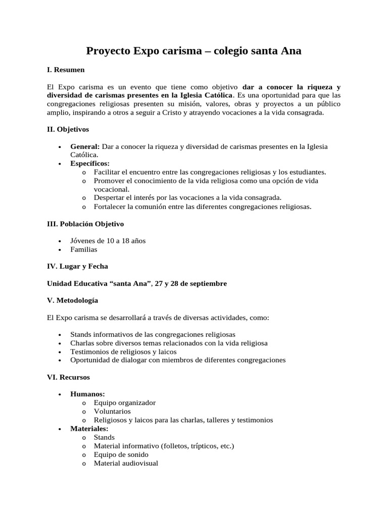 Proyecto Expo carisma | PDF