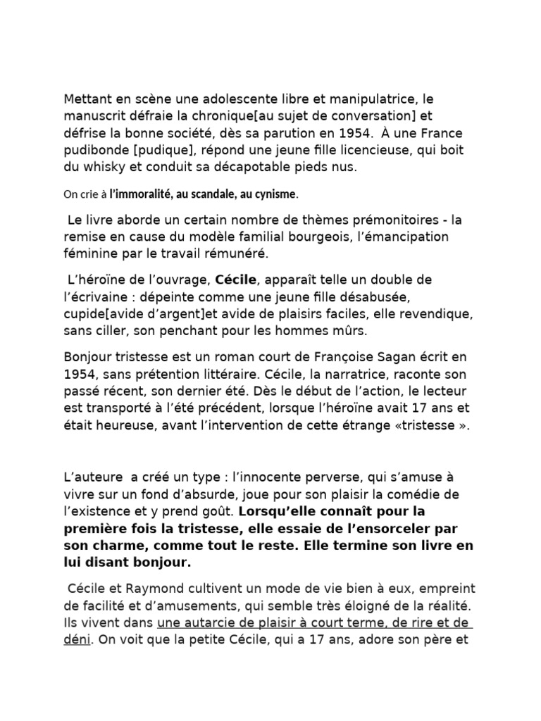 Bonjour Tristesse | PDF