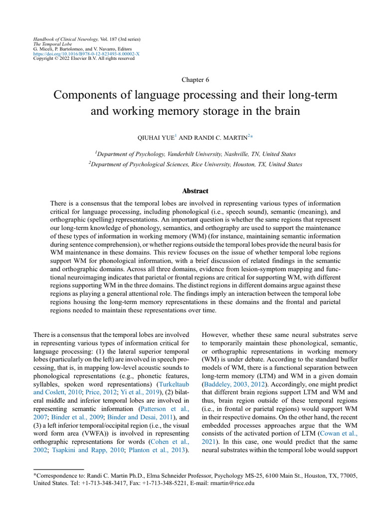 Chapter 6 - Components of Language Processing and Their - 2022 ...