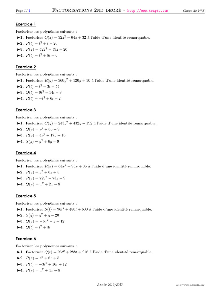 Factorisation Degre 2 1 | PDF