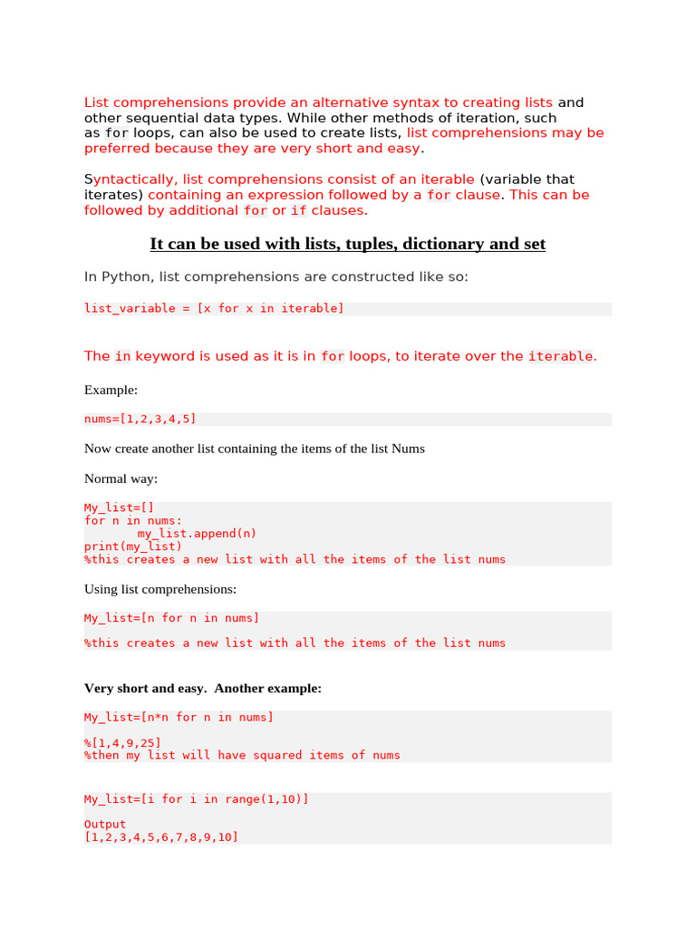 8 3 List Comprehensions | PDF