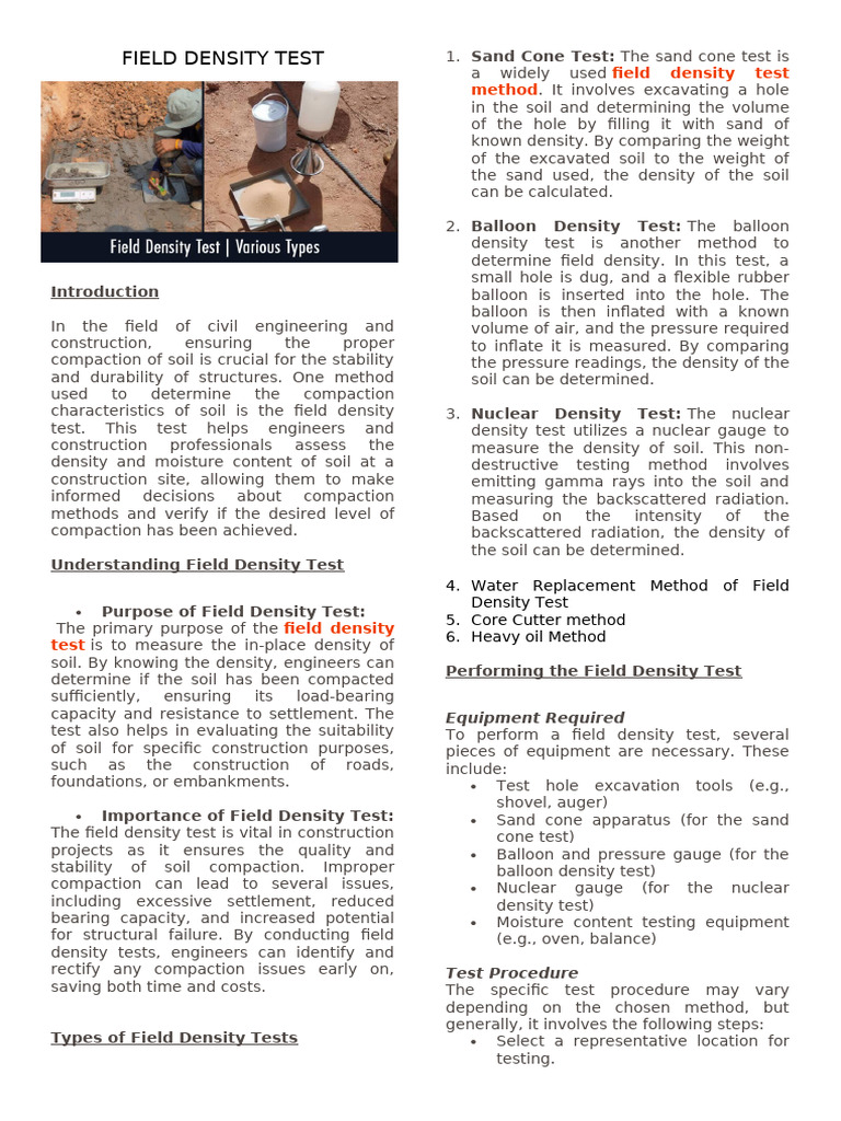 Field Density Test | PDF