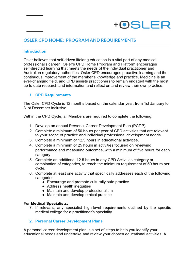 CPD 001 OslerCPDHome Program and Requirements - v1 - 1 | PDF