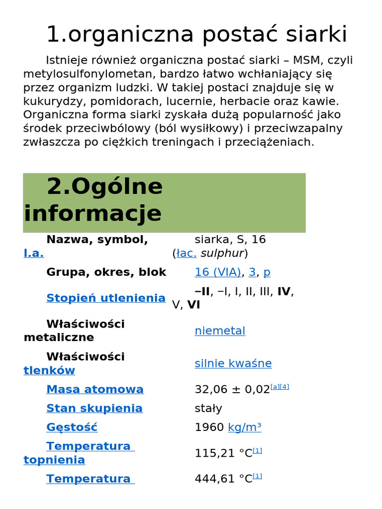 2.ogólne Informacje: Nazwa, Symbol, Grupa, Okres, Blok II IV VI ...