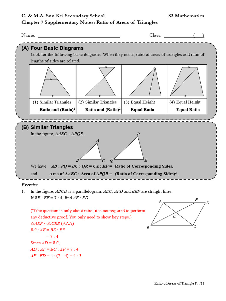 Ratios of Areas in Similar Triangles | PDF | Area | Elementary Geometry