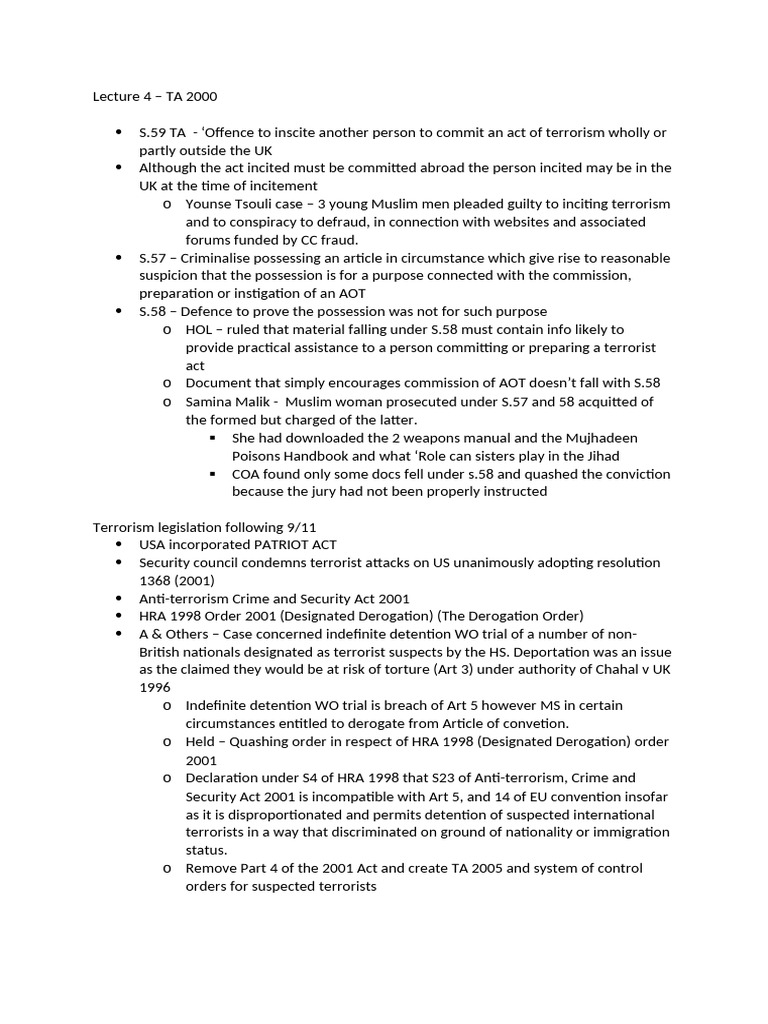 Lecture 4 - Anti Terrorism | PDF