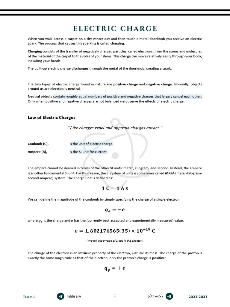 1.2 - Electric Charge - Summary | PDF