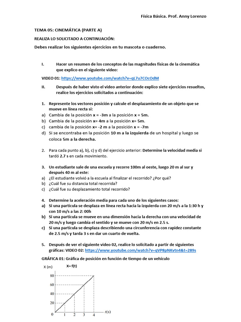 Tarea 06. Parte A. Cinemática | PDF