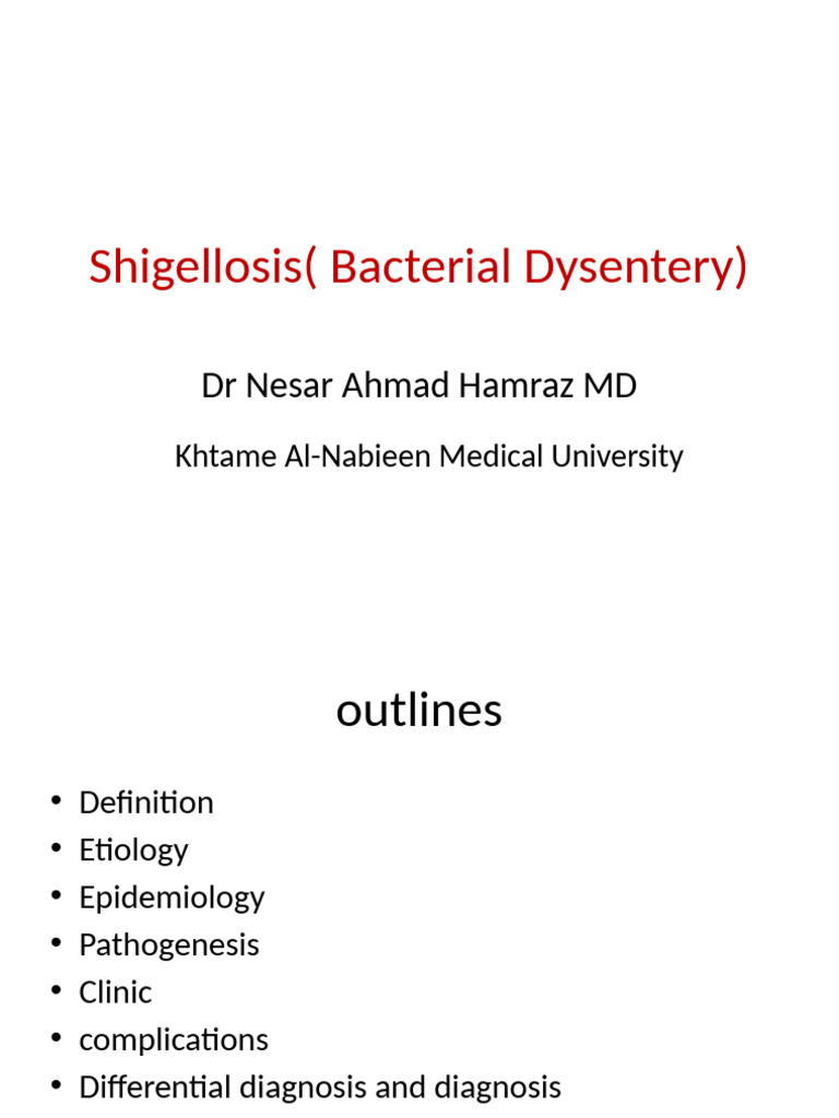 Shigellosis (Bacterial Dysentry) | PDF