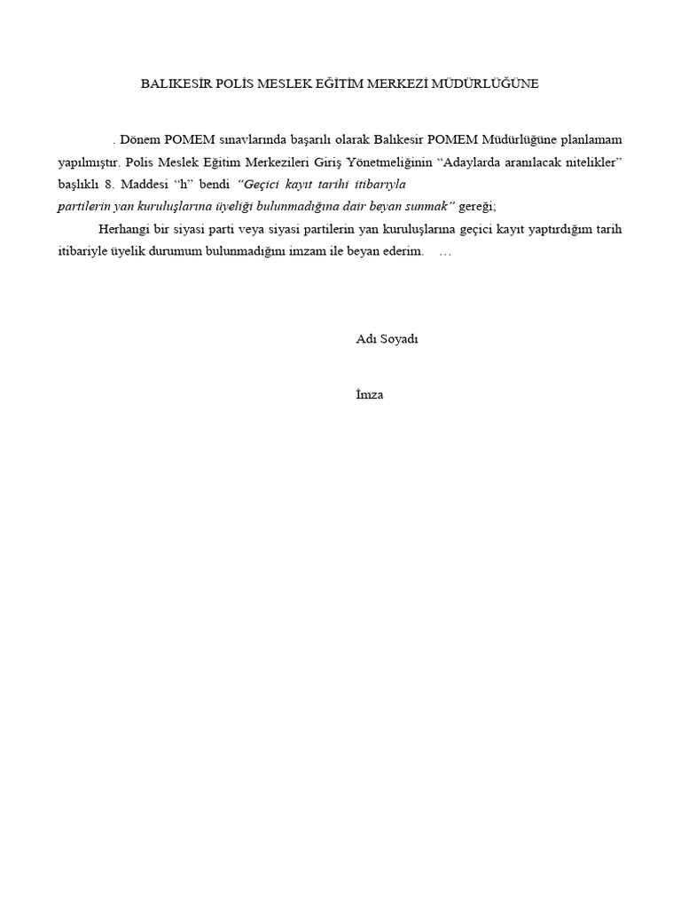 Si̇yasi̇ Parti̇ Beyan Formu | PDF