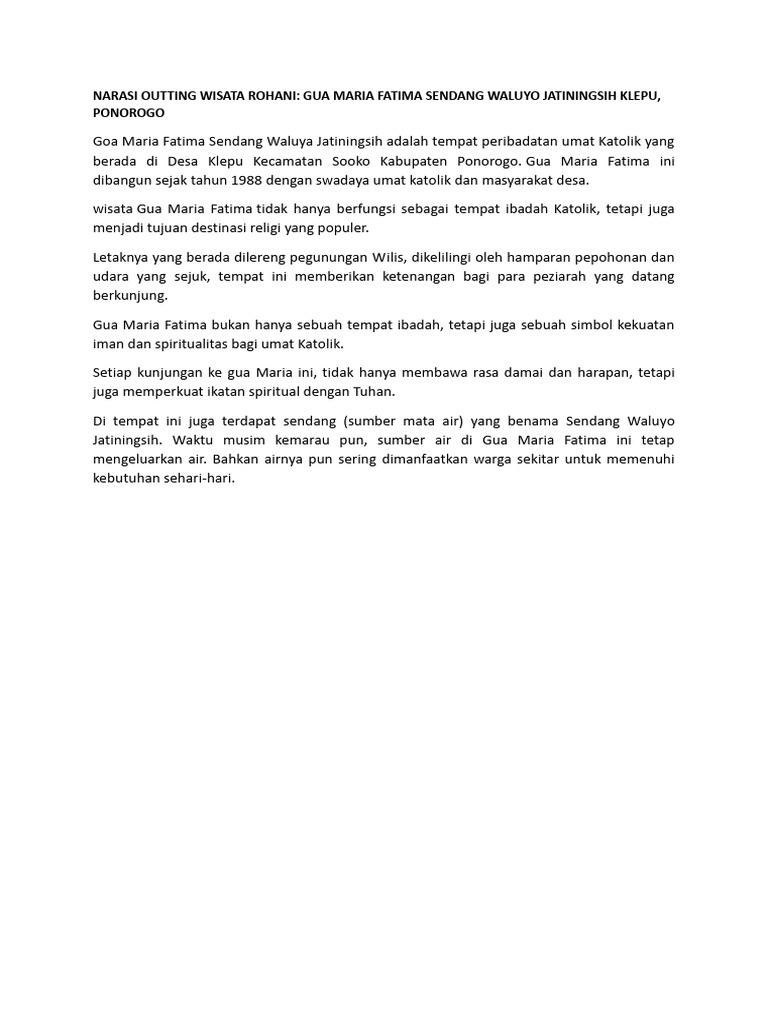 Wisata Rohani di Gua Maria Fatima | PDF | Religion & Spirituality