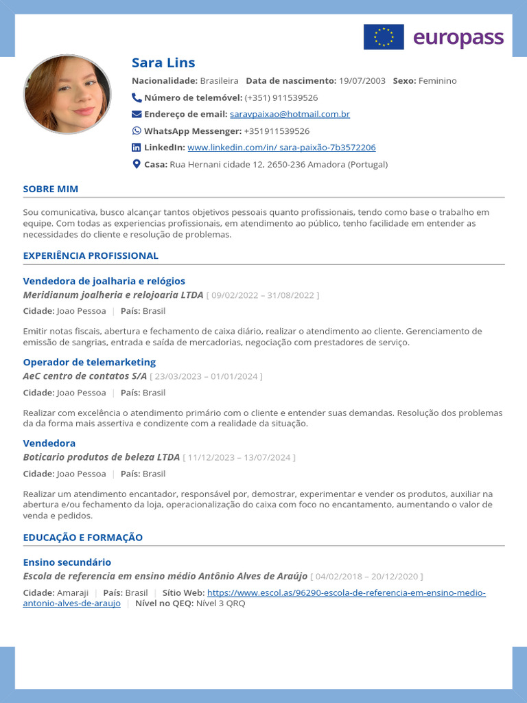 sara lins cv 2 | PDF