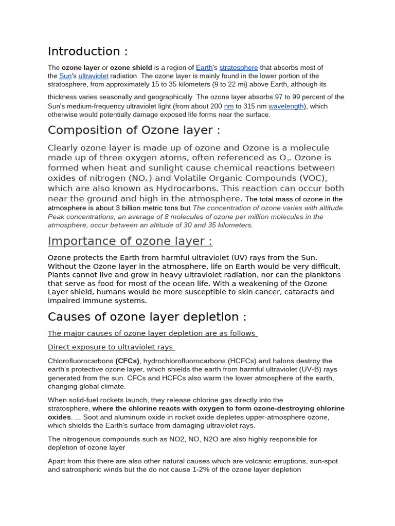 Ozone Layer Information | PDF