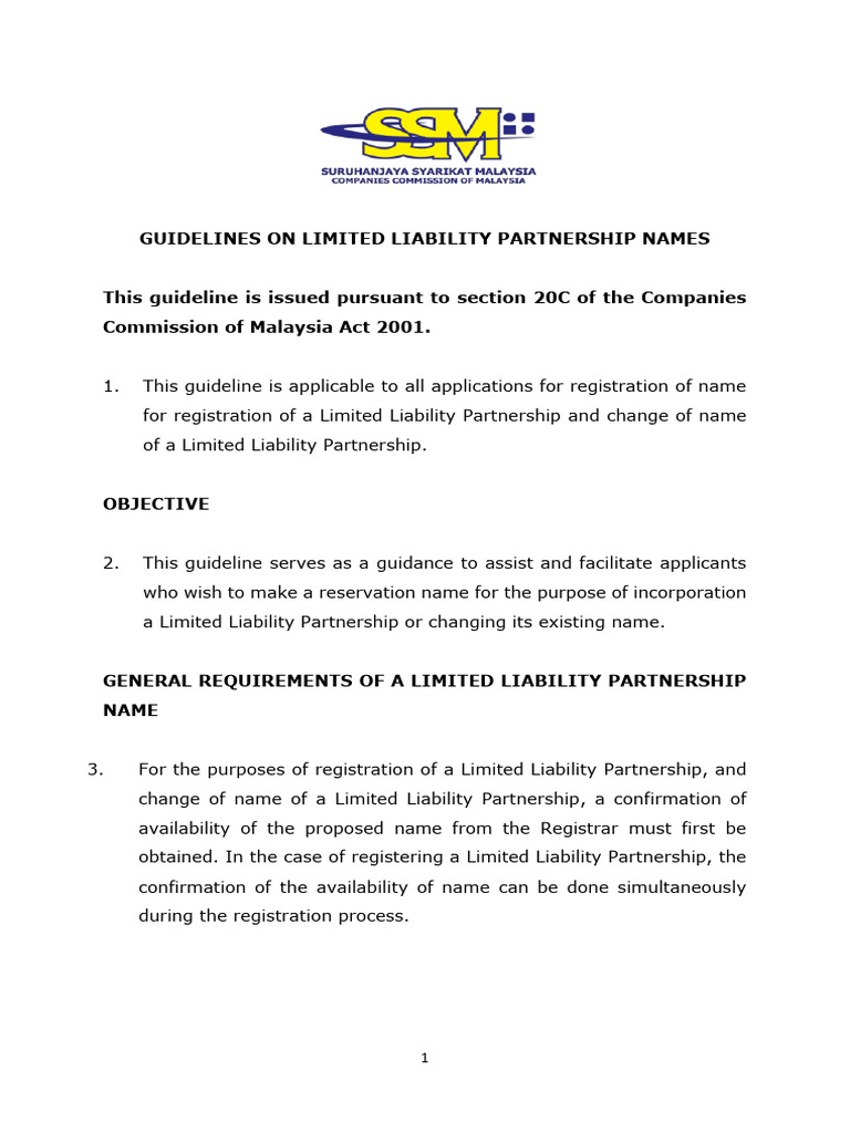 Guidelines On LLP Names 06122022 | PDF