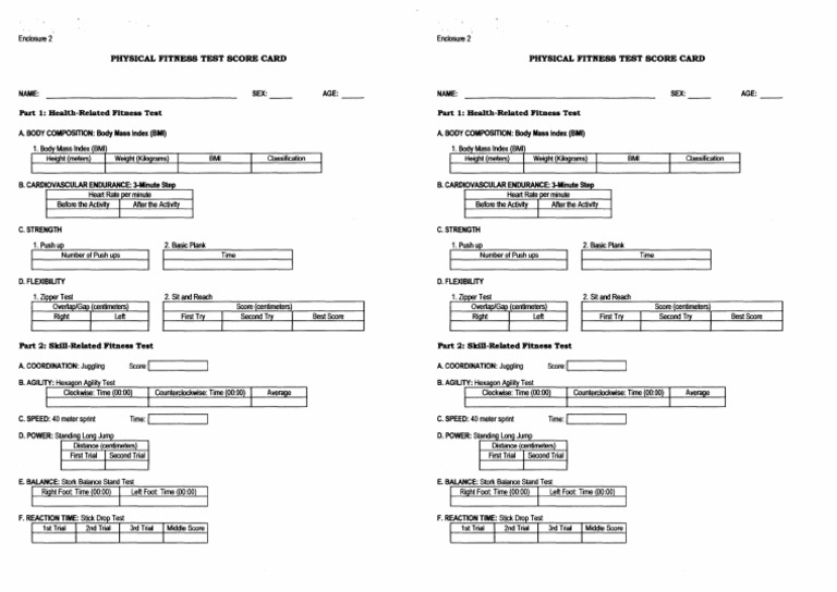 PFT Score Card | PDF