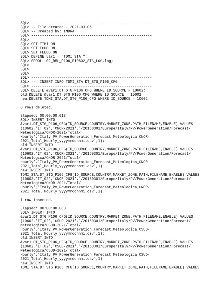 02 DML P106 F10602 STA Log | PDF