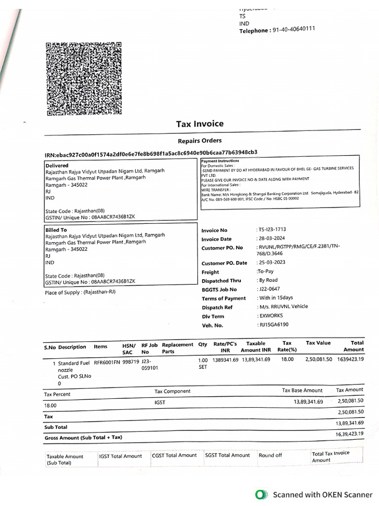 Fuel Nozzle Invoice - 1 | PDF