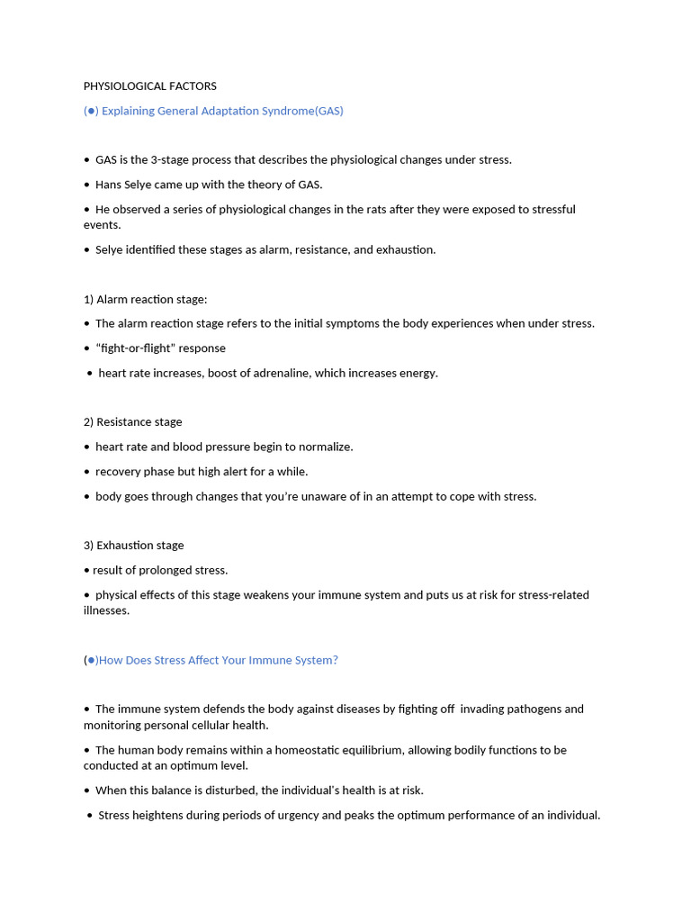 Physiological Factors Psychology | PDF