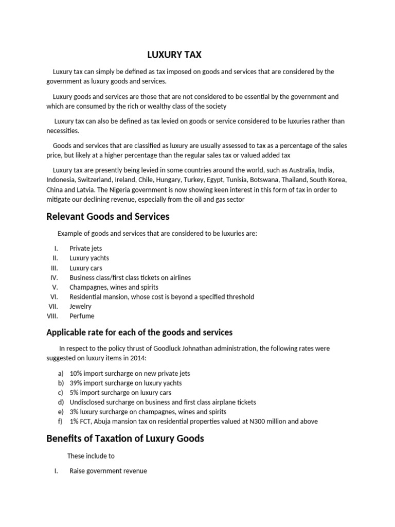Luxury Tax | PDF
