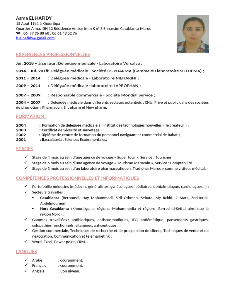 CV Mme ELHAFIDY Asma (1) - 2 | PDF