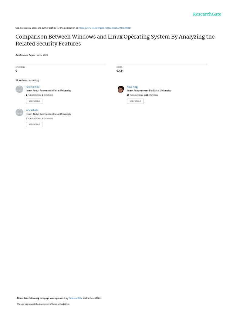 Comparison Between Windows and Linux Operating System by Analyzing The Related Security Features ...
