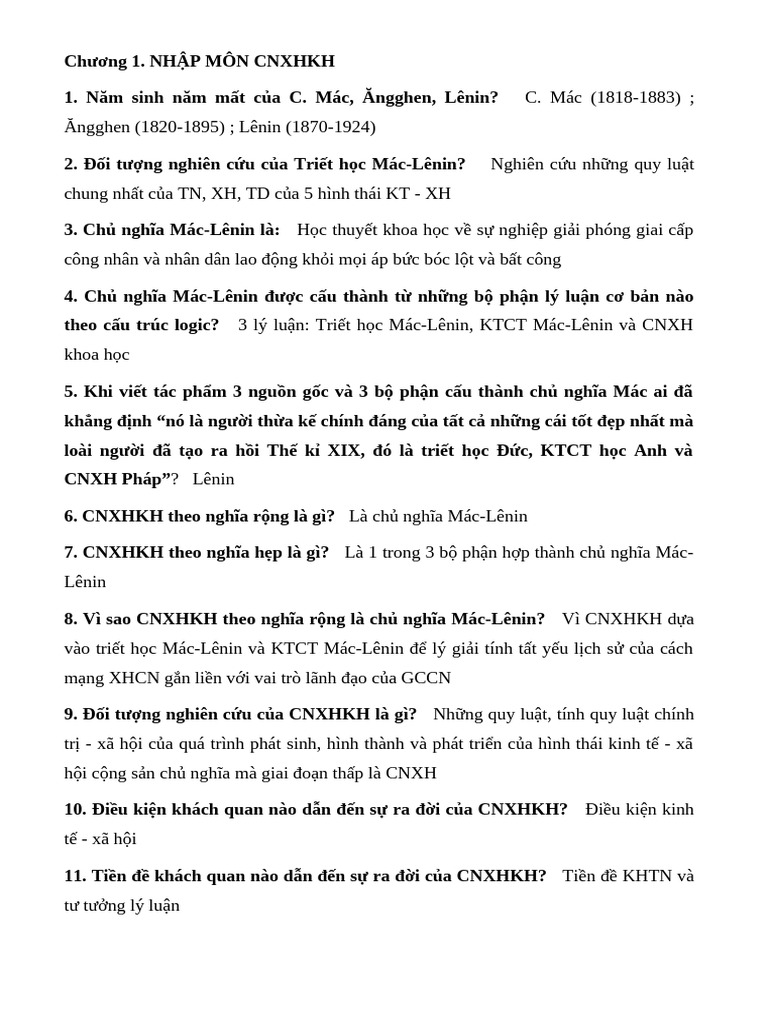 Trắc nghiệm CK - CNXHKH - 2223 | PDF