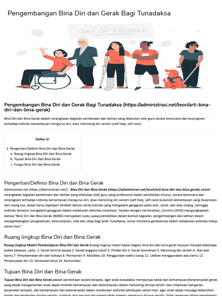 Pengembangan Bina Diri Dan Gerak Bagi Tu | PDF