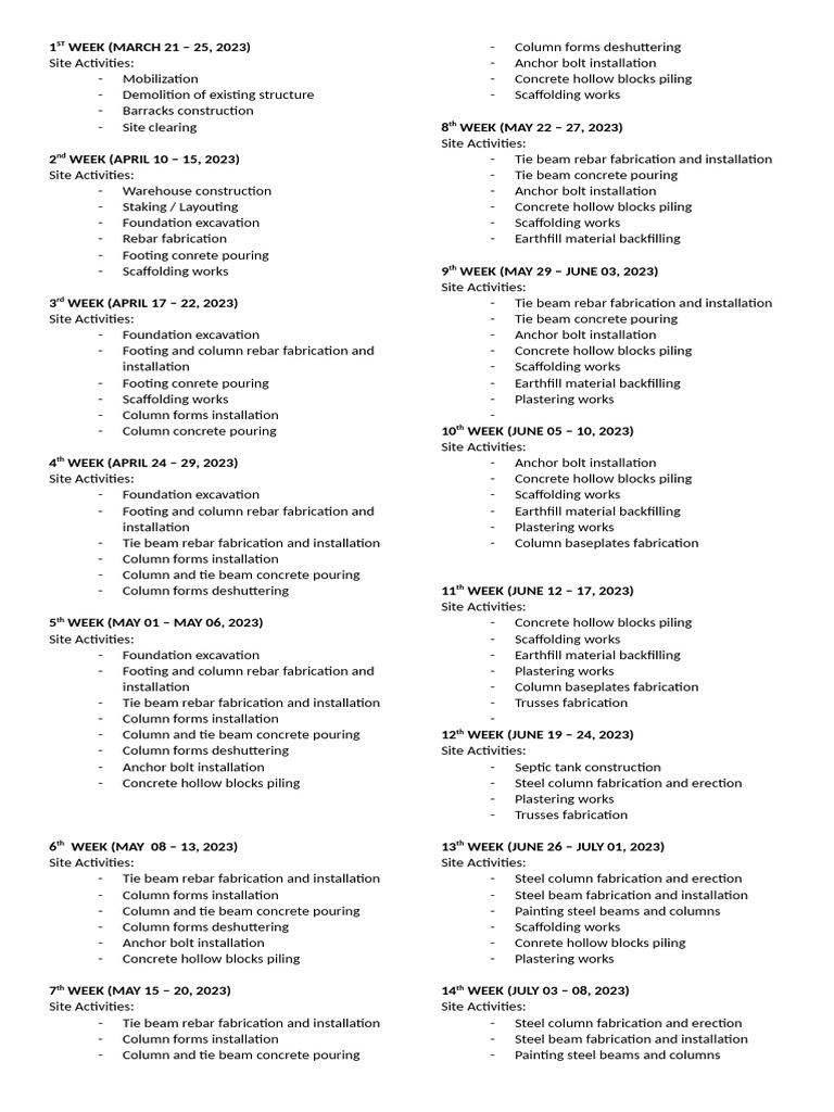 CONSTRUCTION LOG BOOK ACTIVITIES | PDF