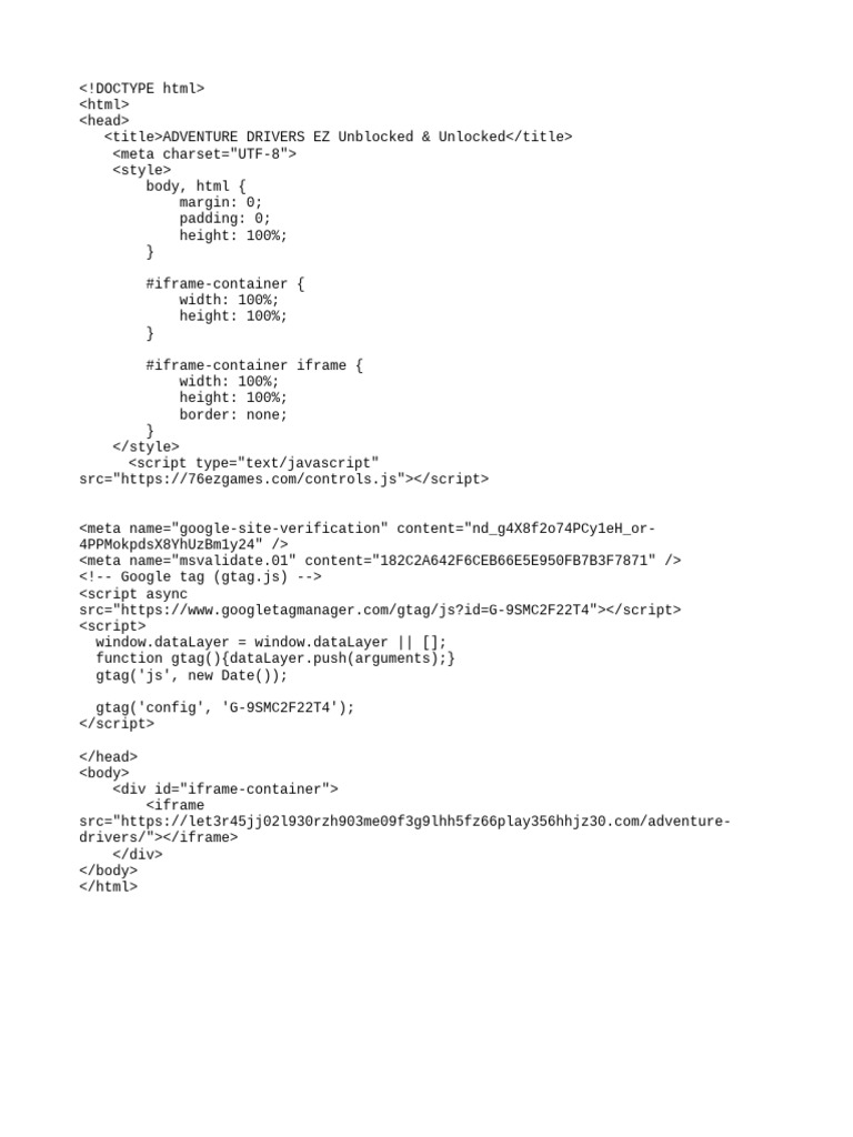 Adventure Drivers Ez - HTML | PDF