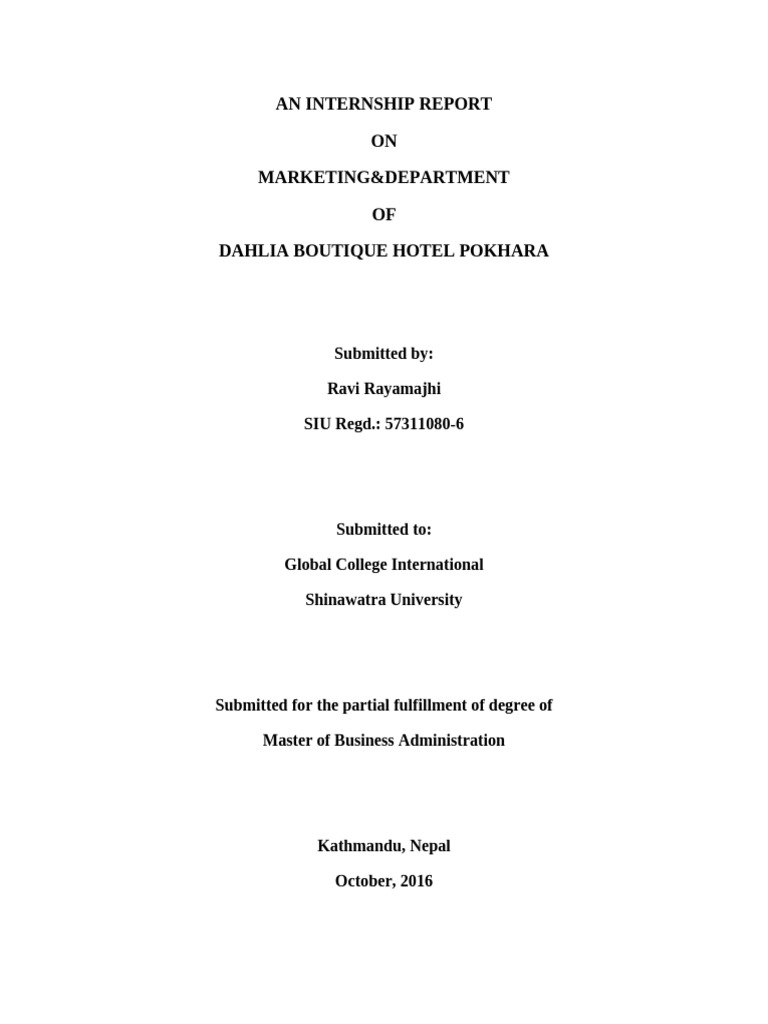 An Internship Report On Marketing | PDF
