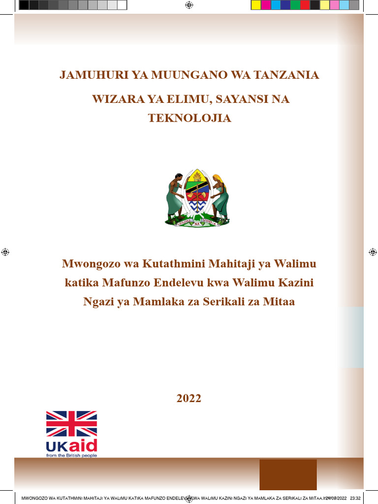 Mwongozo Wa Kutathmini Mahitaji Ya Walimu Katika Mafunzo Endelevu Kwa ...