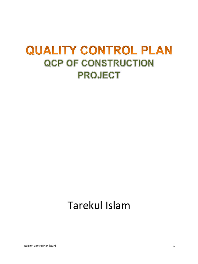 Quality Control Plan QCP | PDF