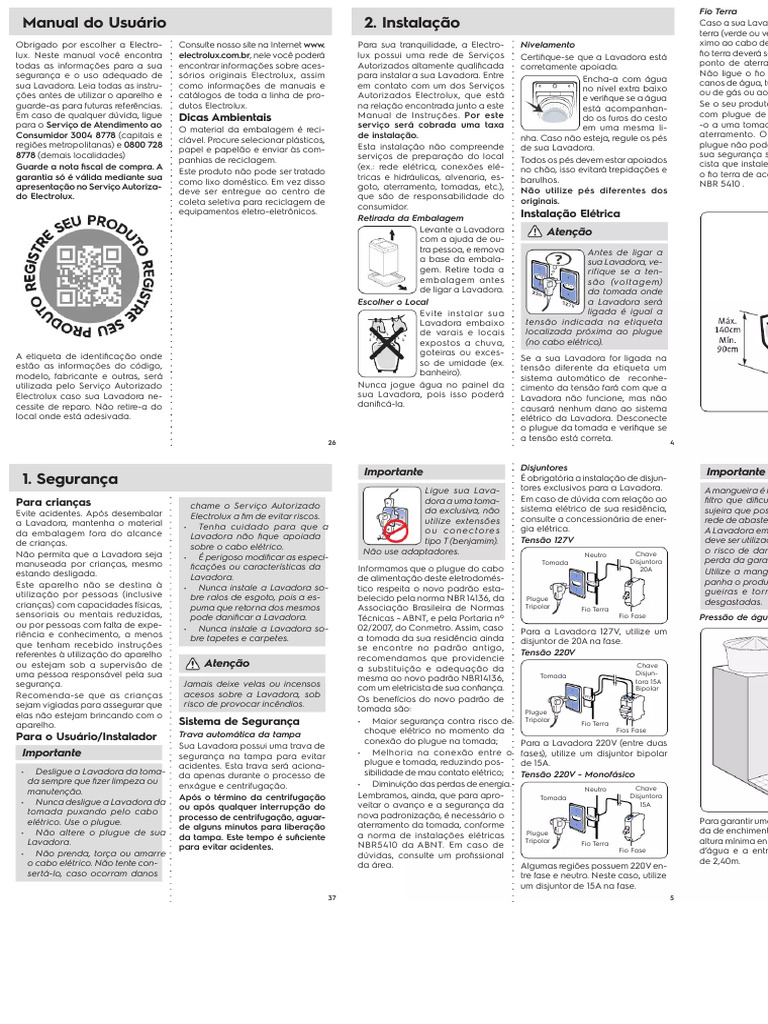 Manual de Instruções Electrolux LAC12 (Português - 2 Páginas) | PDF
